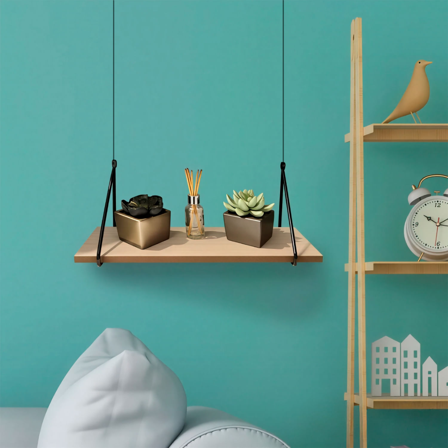 Repisa colgante decorativa para pared, beige de 38 x 11,5 cm. - KOLE ...