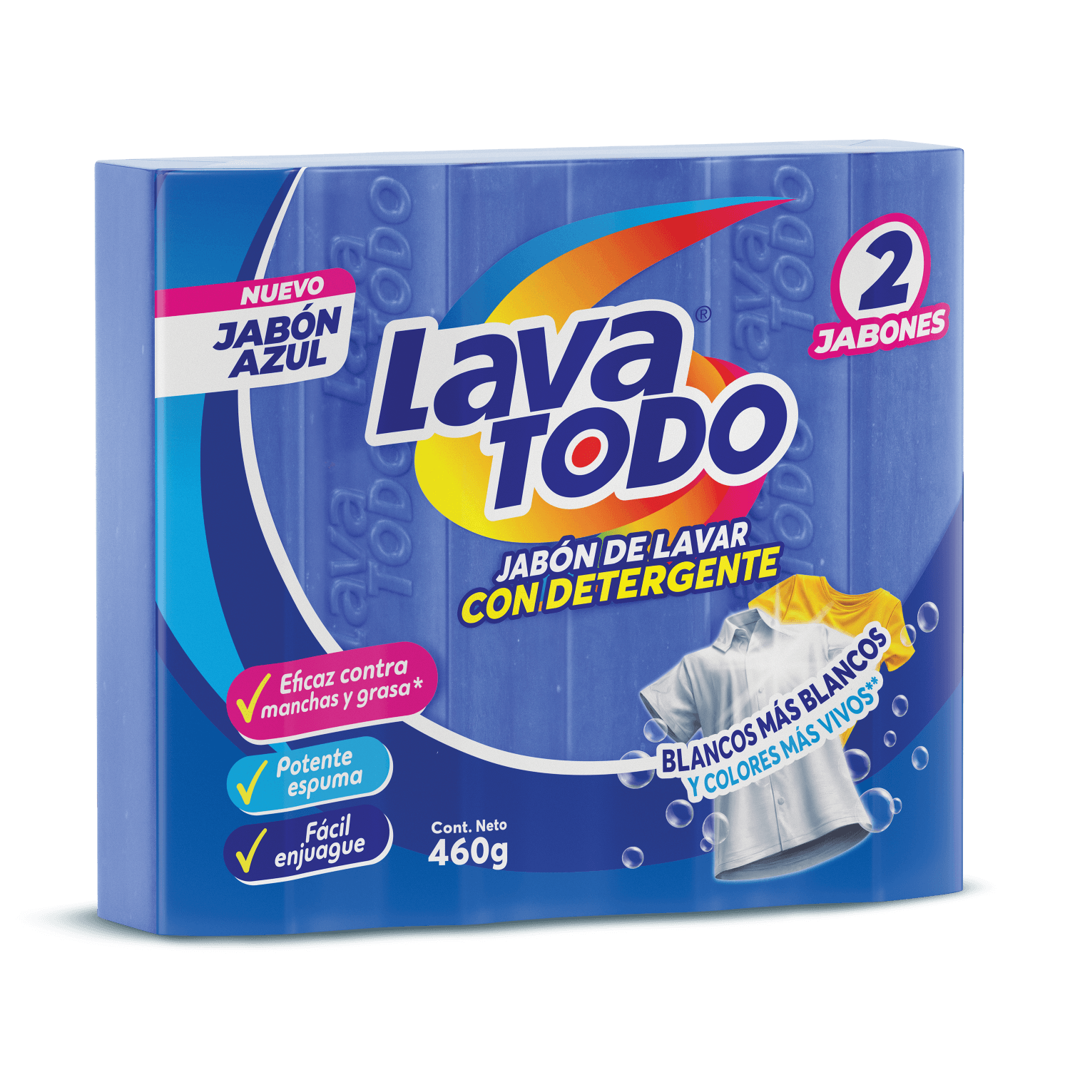 Jabón azul para ropa con detergente de fácil enjuage en pack de 2 ...