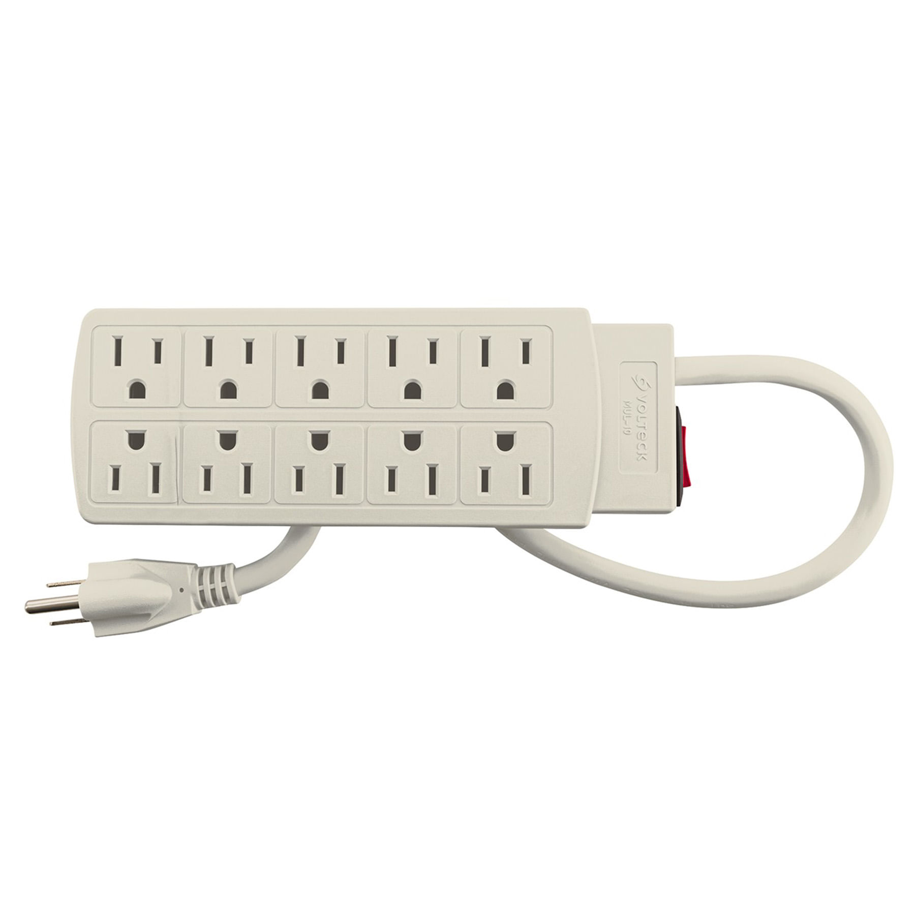 Regleta con 10 tomas aterrizadas y cable de 60 cm calibre 14 AWG para ...