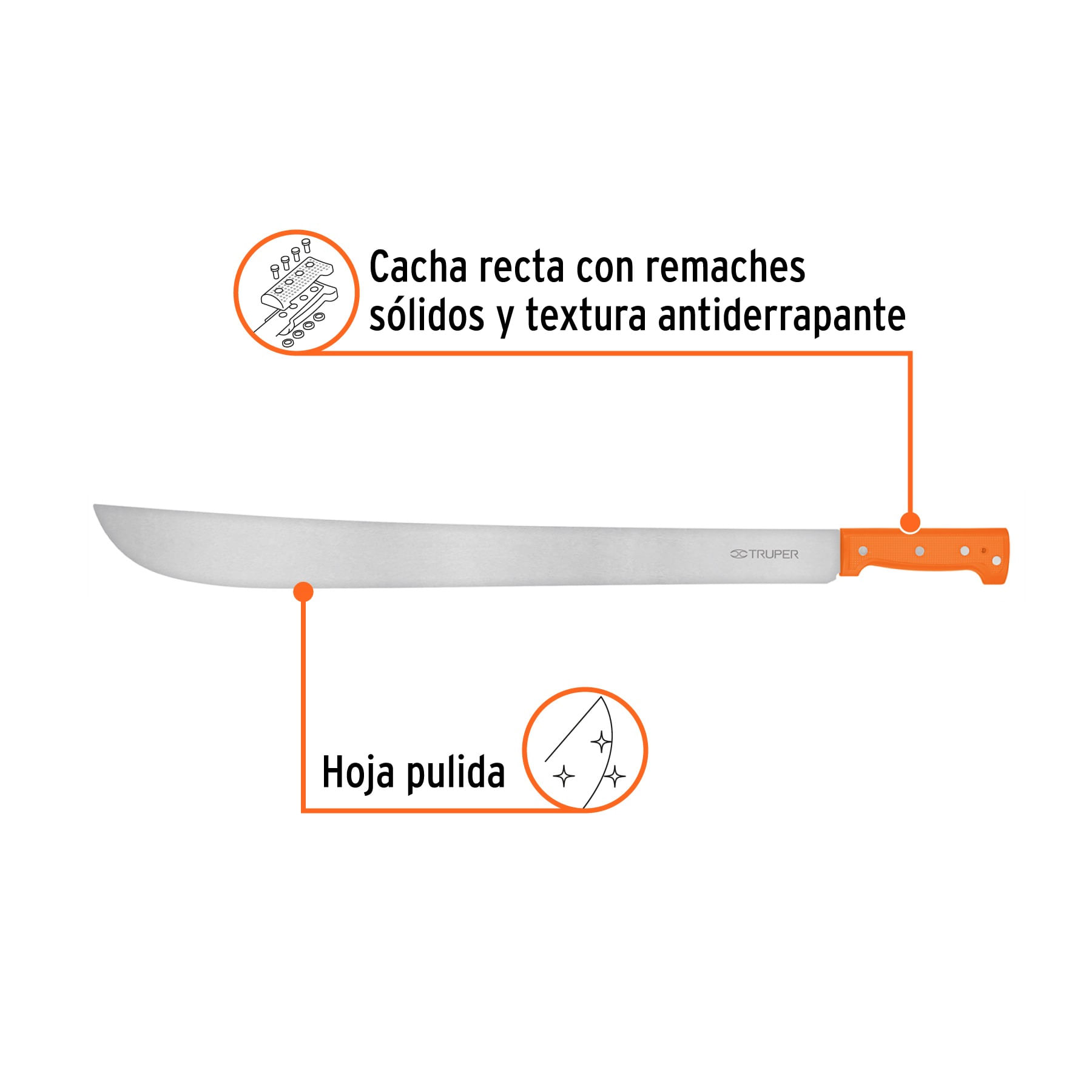 Machete de 24" con hoja de acero al carbono con cacha plástica ...