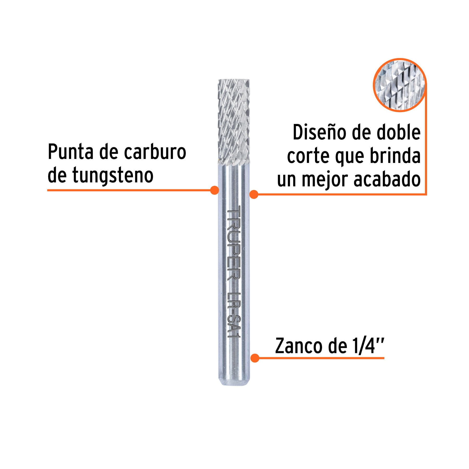 Fresa para esmerilar metal punta CILINDRO de 6 x 10 mm con largo de 61 ...
