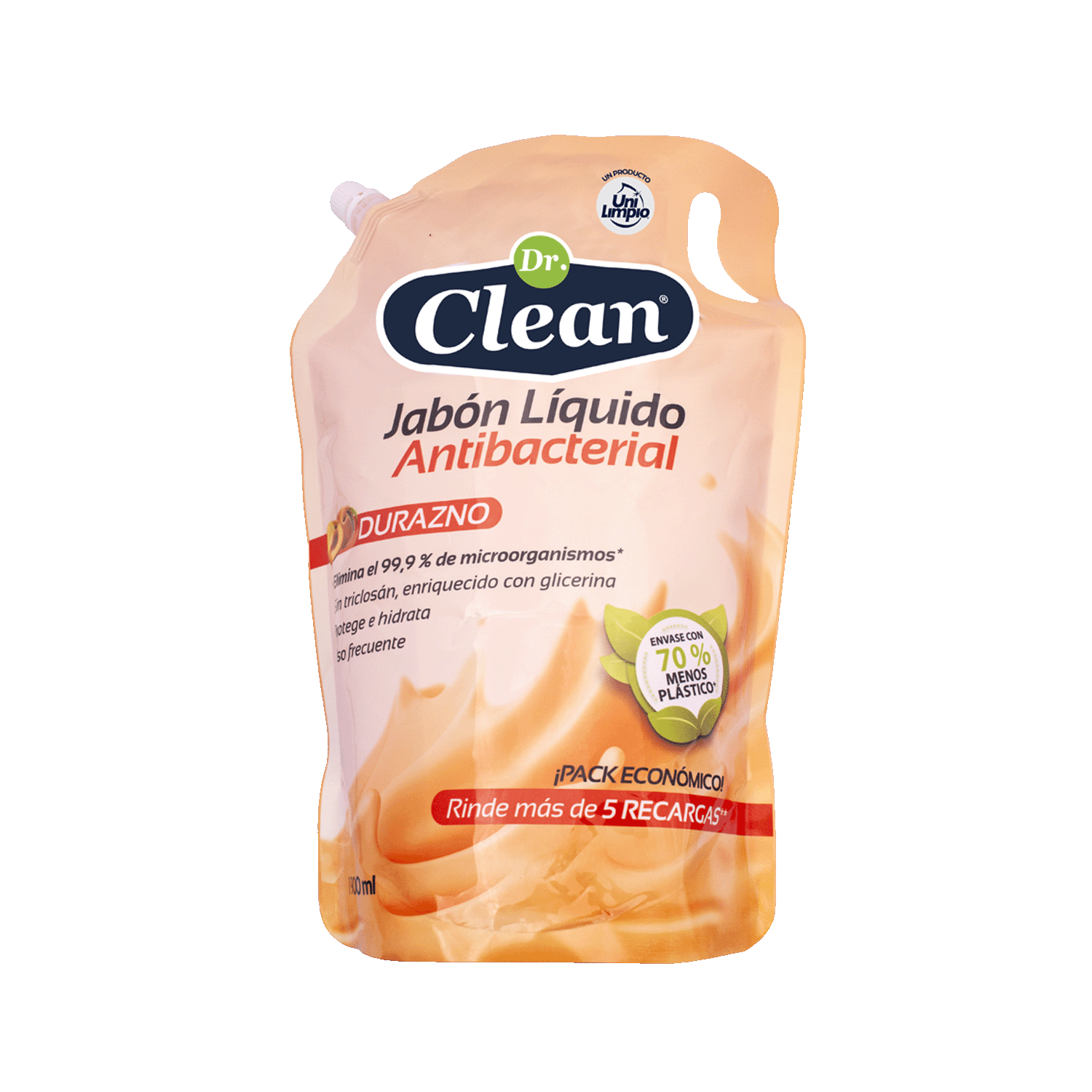 Jabón líquido antibacterial con agradable aroma a durazno que hidrata ...