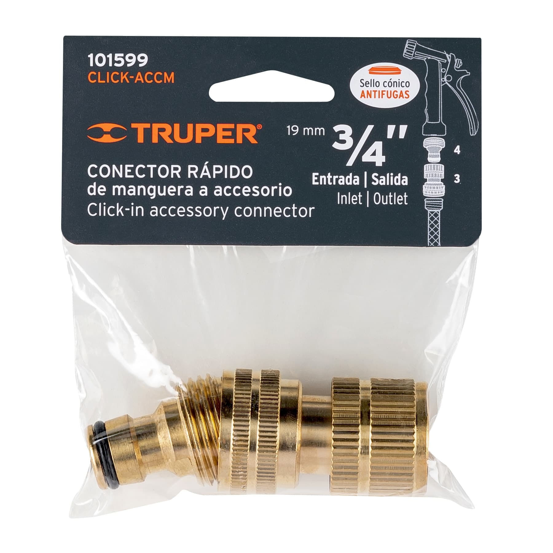 Conector rápido 3/4" de latón sólido de Sistema click manguera ...