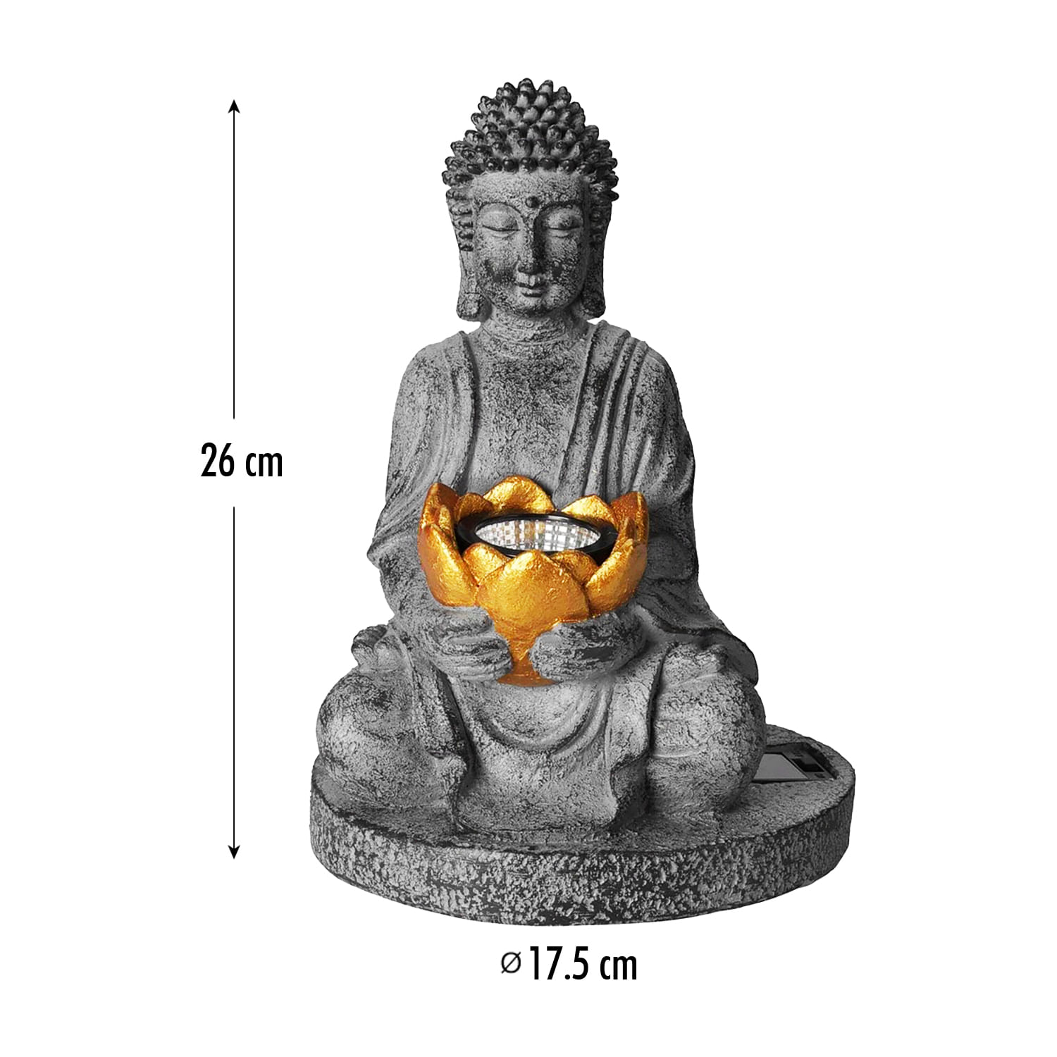 Luz solar en figura de Buda, hecho de polystone, color gris. - ORGILL ...