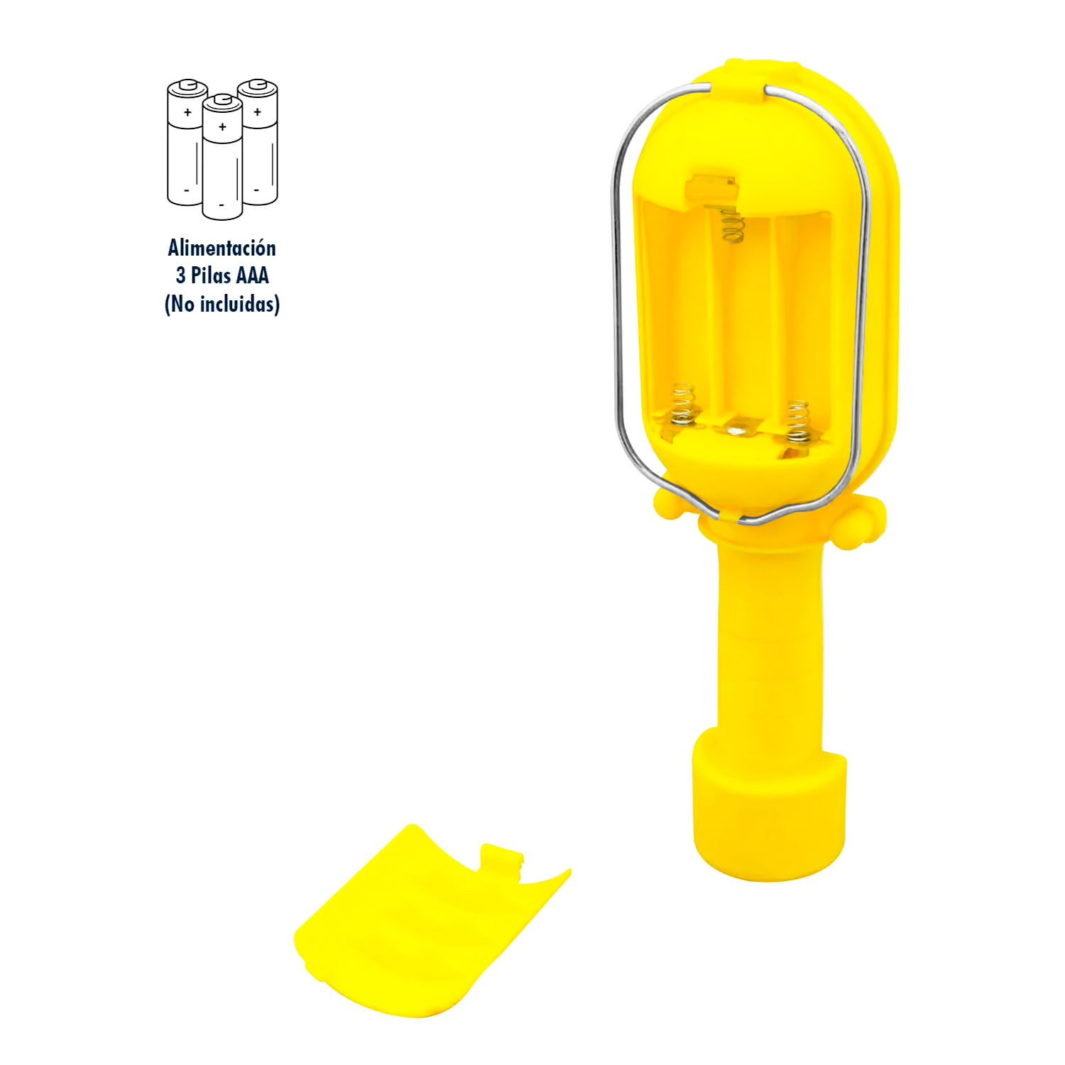 Linterna LED colgante, plástico, amarilla, funciona con pilas AA ...