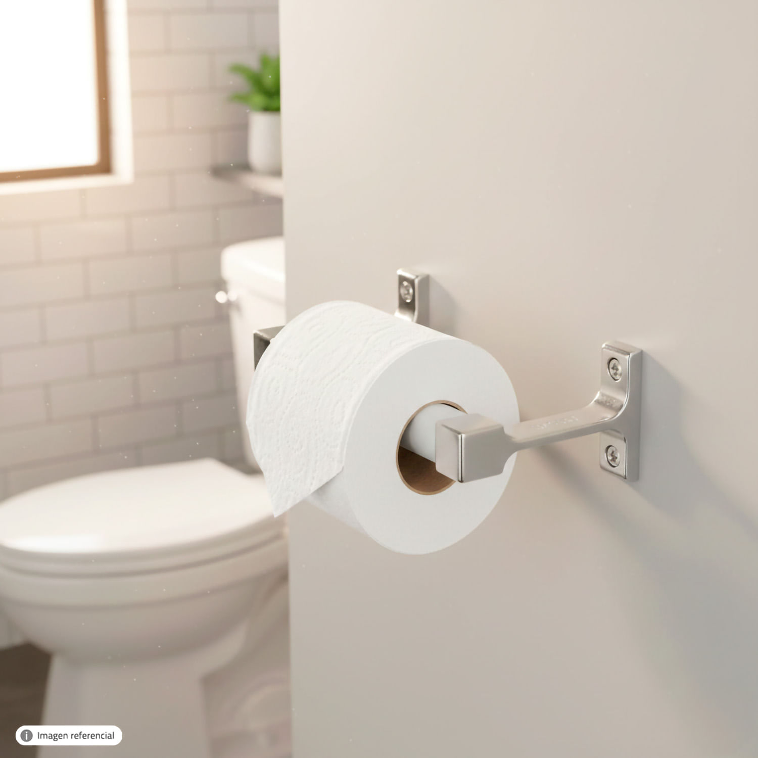 Portarrollo de baño metálico línea BASIC con triple capa de cromo ...