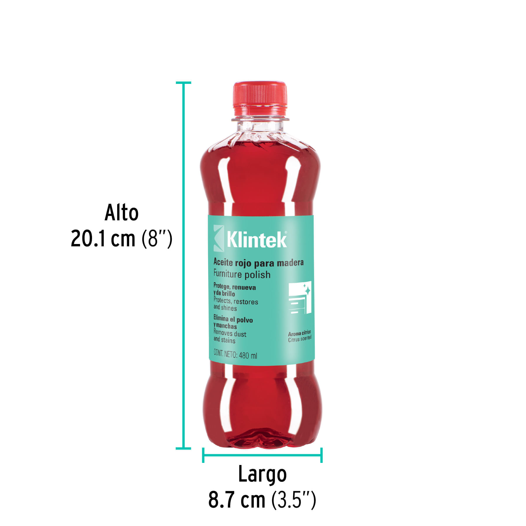 Aceite rojo lustra muebles con fórmula antiestática y aroma cítrico ...