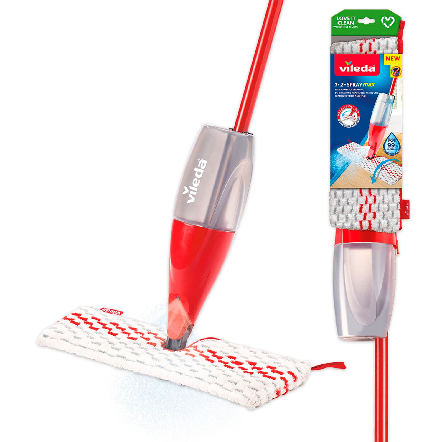 Set de mopa + spray "1-2 SPRAY", lavable y reusable, hecho de plástico ...