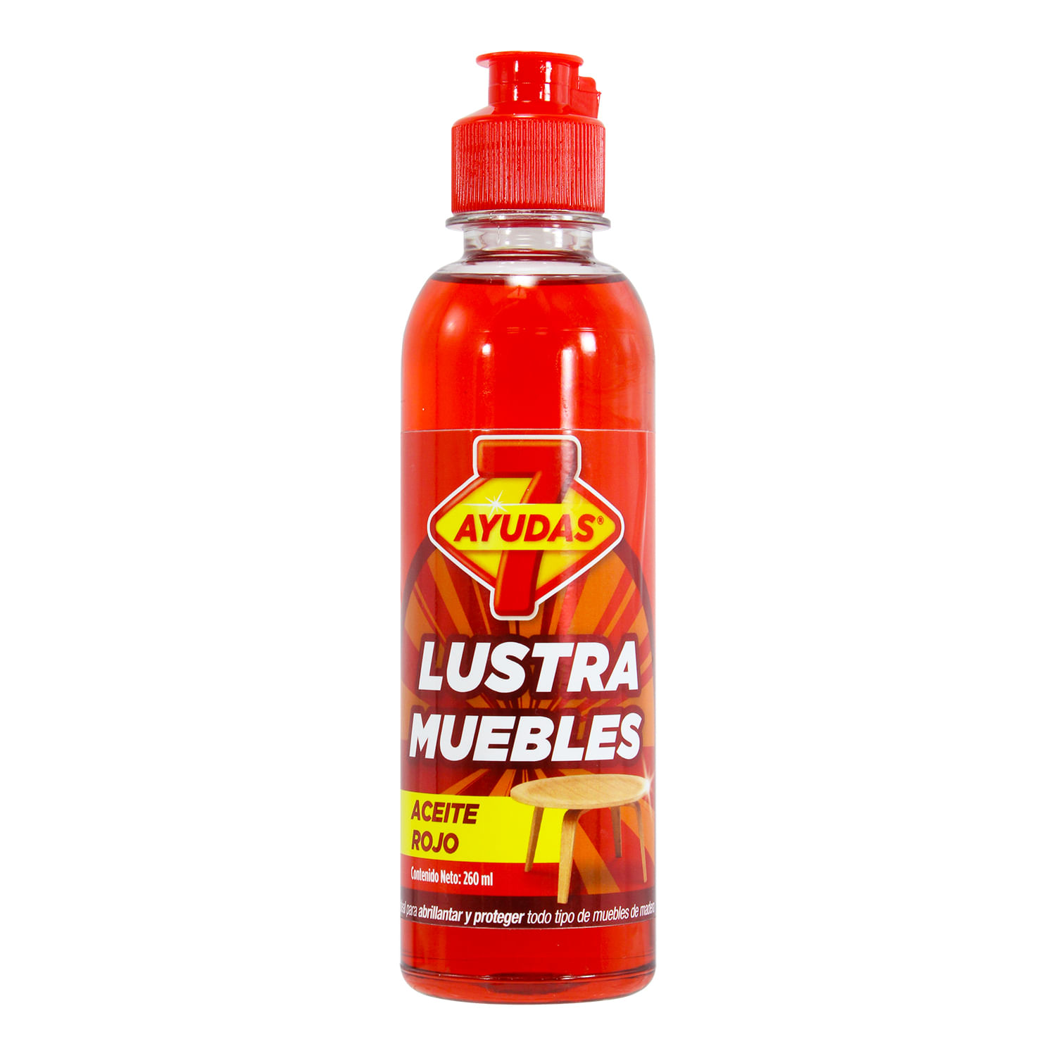 Aceite rojo lustra muebles de 260 ml. - 7 AYUDAS - Kywi