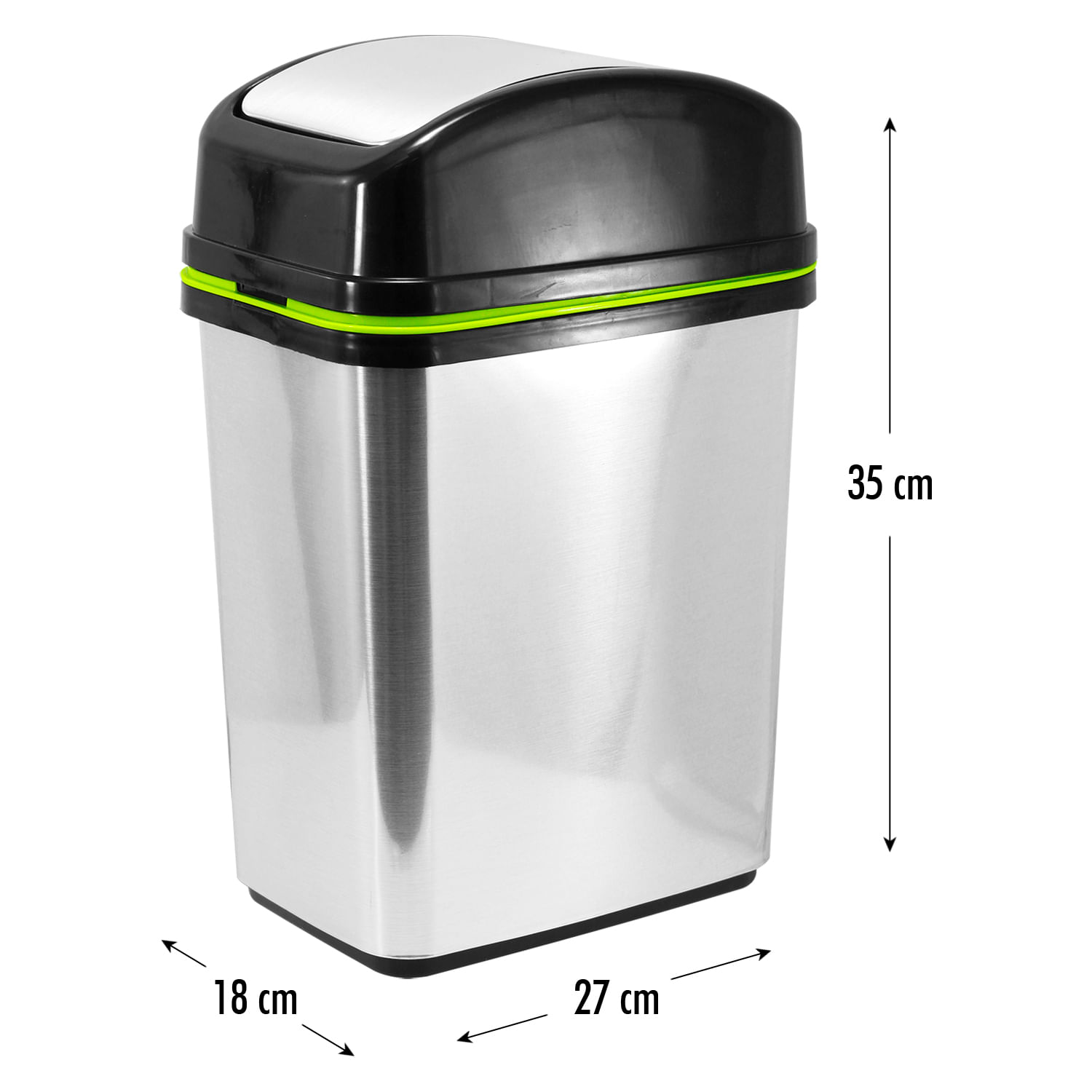 Tacho plástico rectangular de 12 lt con tapa tipo vaivén y diseño ...