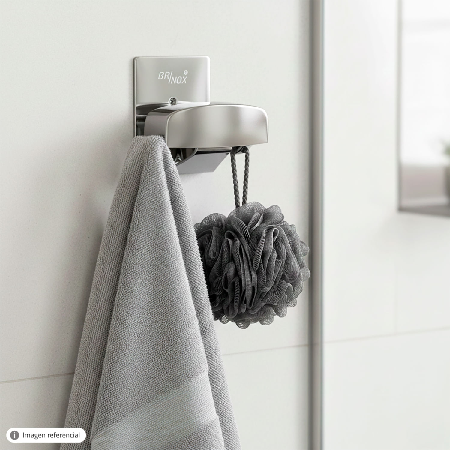 Perchero adhesivo color gris mate de plástico ABS. - BRINOX - Kywi