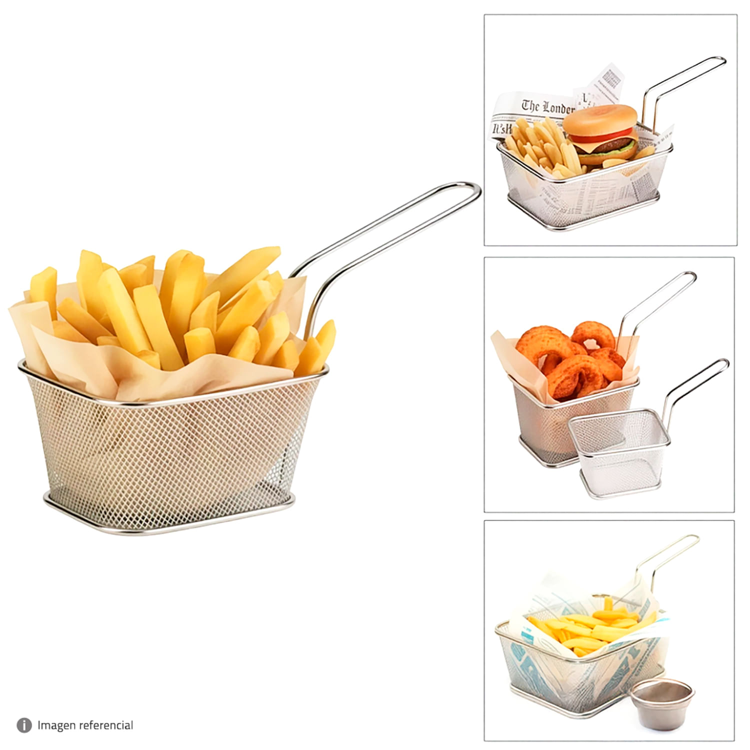 Canastilla de acero inoxidable para snacks, de 22 x 14 x 10,5 cm ...