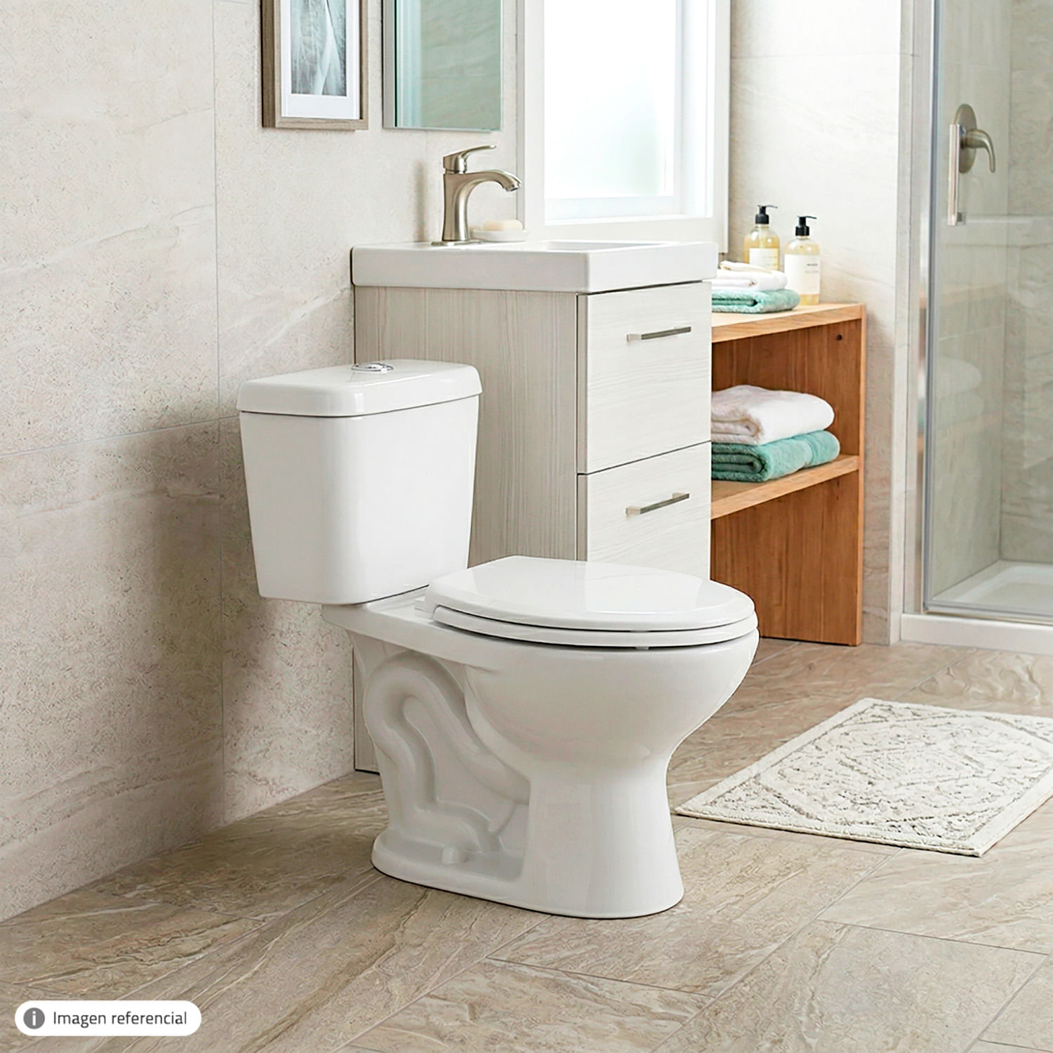 WC Milán, color blanco, descarga simple, de cerámica con tapa plástica ...