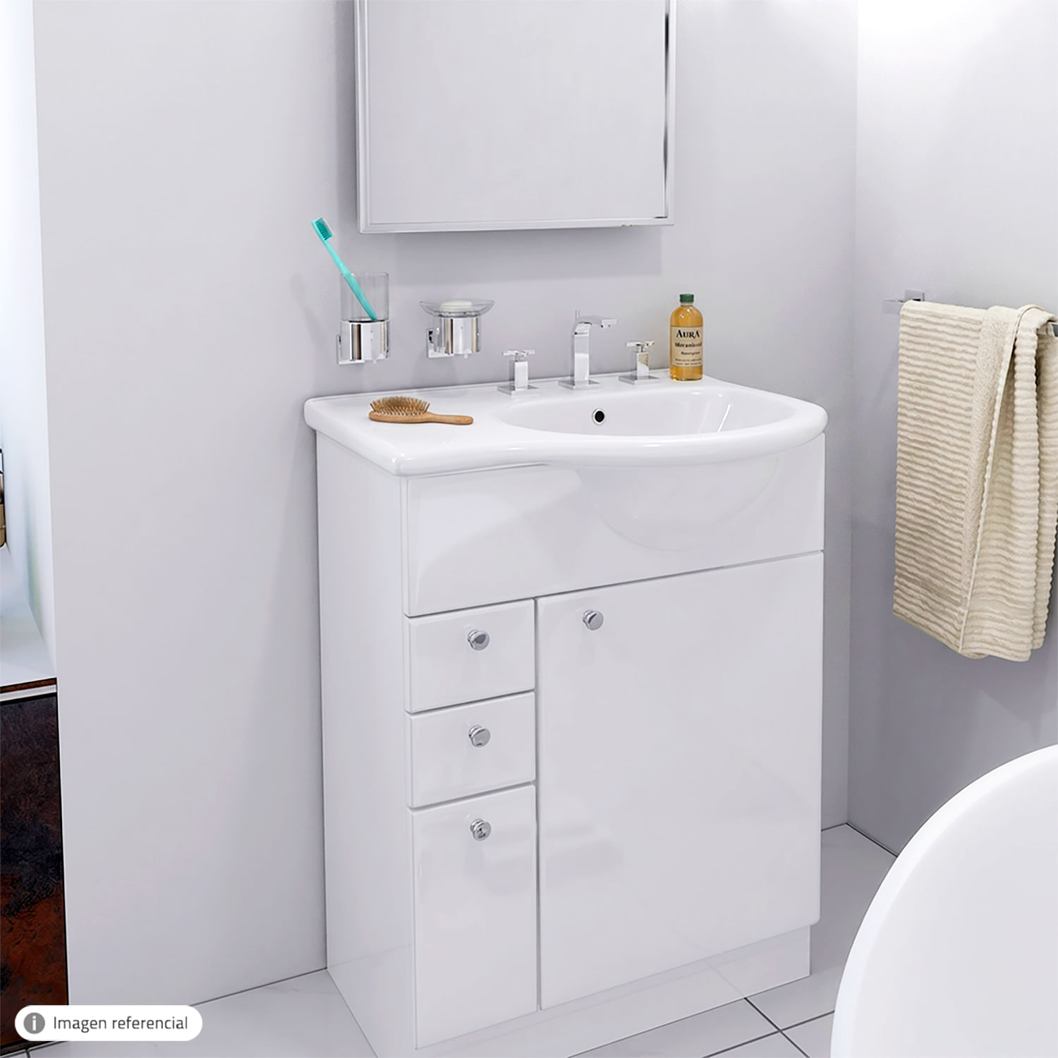 Lavabo + mueble color blanco, diseño "Avignon", con 4 cajones, NO ...