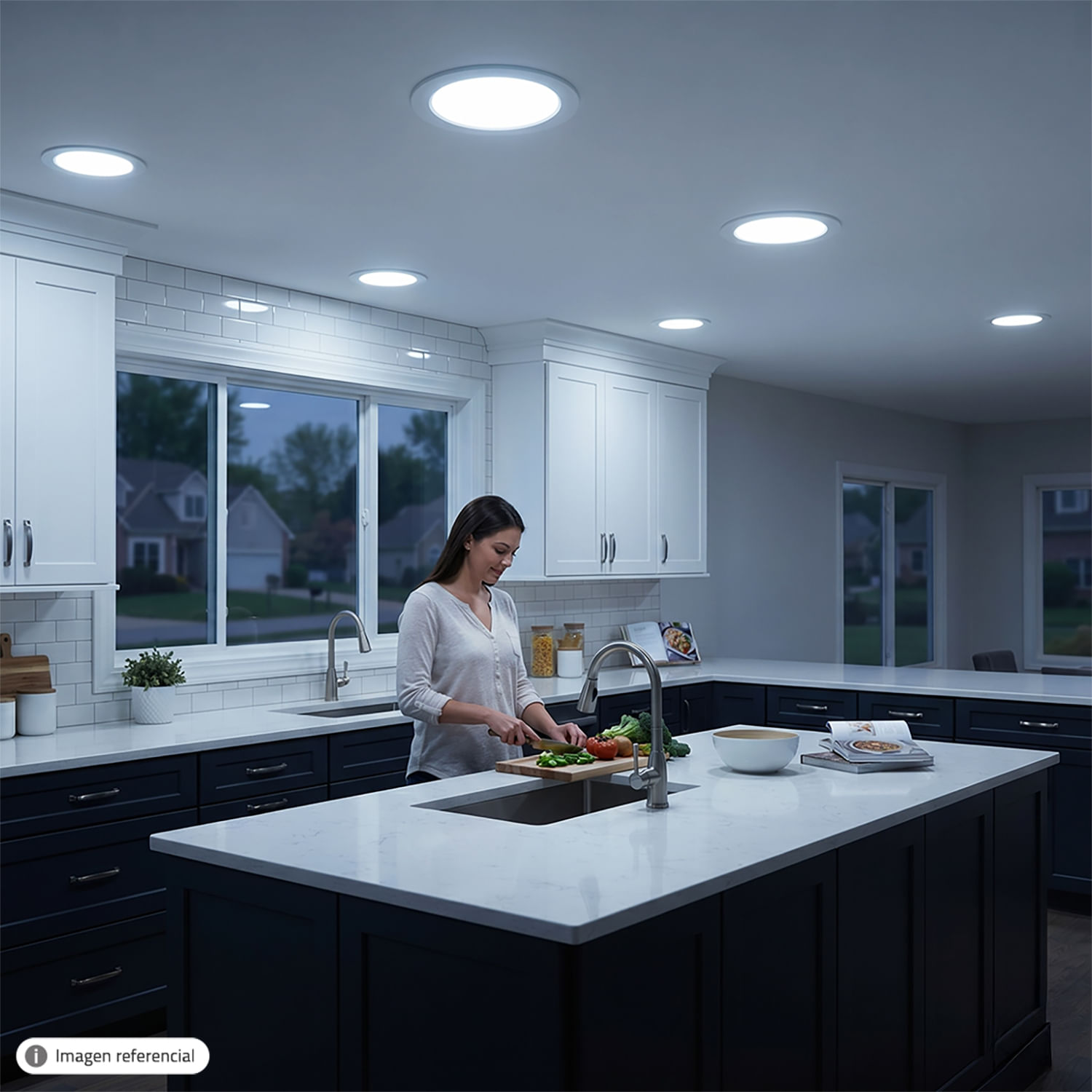 Panel LED redondo empotrable de 12 W con luz blanca de 6000 K - K PRO ...
