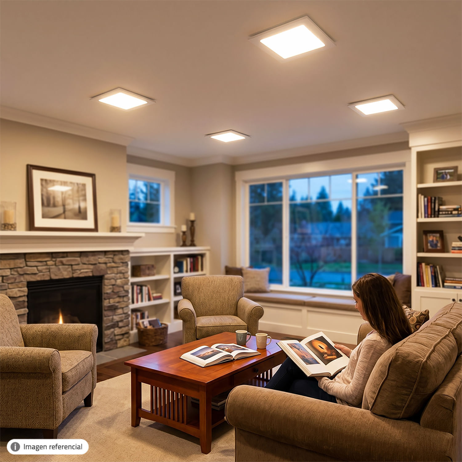 Panel LED cuadrado sobrepuesto de 18 W con luz amarilla de 3000 K - K ...